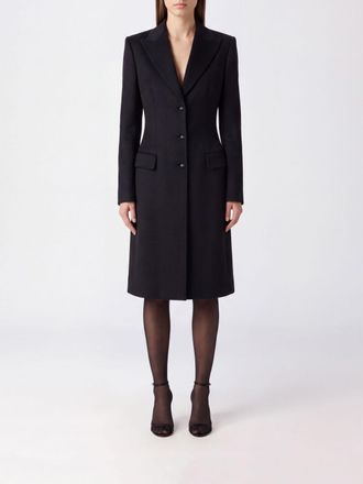 Dolce & Gabbana Manteau long droit en pure laine vierge avec revers classiques