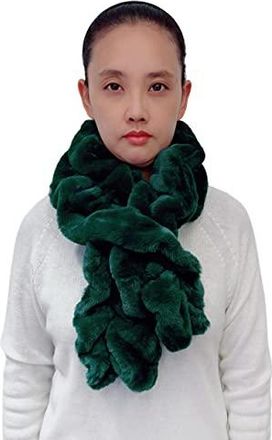 Lina & Lily Écharpe Volantée en Fausse Fourrure pour Femme Hiver (Vert Foncé)