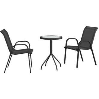 vidaXL Ensemble bistro de jardin 3 pcs Noir Acier Vidaxl