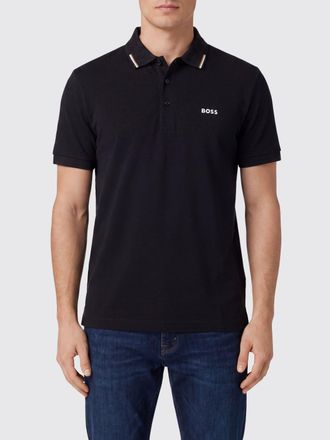 HUGO BOSS Polo &agrave; manches courtes en coton avec logo contrastant