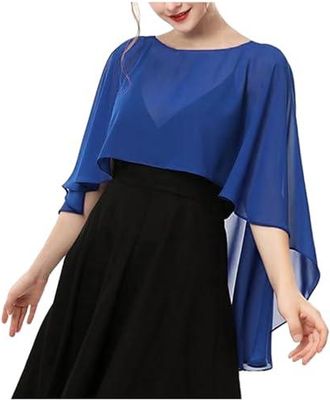 Generic Écharpe en mousseline de soie douce pour robes et accessoires pour femmes, bleu, Taille unique