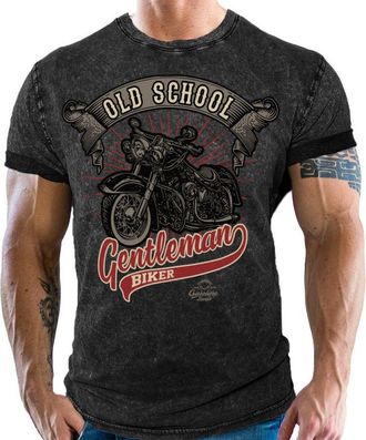 Gasoline Bandit T-Shirt für Biker im Washed Jeans Look: Oldschool Gentlemen