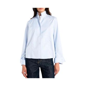 Margaux Lonnberg Margaux Lonnberg - Chemise &agrave; Col Montant en Coton Bleu Clair - Femme - Blouses et Chemises - Bleu - Taille: 36 FR
