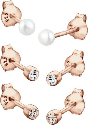 Elli Ohrringe Damen Elegant mit Süßwasserzuchtperlen und Kristallen aus 925 Sterling Silber rosé vergoldet