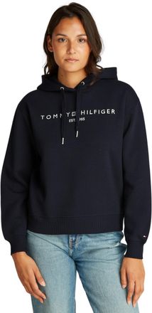 Tommy Hilfiger Damen Hoodie mit Logo, Blau (Desert Sky), L