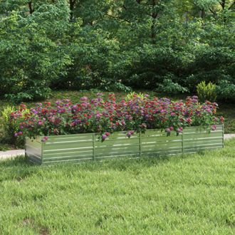 vidaXL Vidaxl - Lit sur&eacute;lev&eacute; de jardin 320x80x45 cm Acier galvanis&eacute; Argent&eacute;