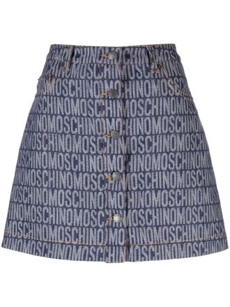 Moschino jupe &eacute;vas&eacute;e &agrave; logo imprim&eacute; - Bleu