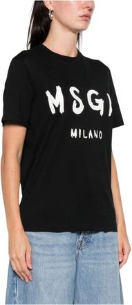 Msgm Msgm, Femme, Tops, Noir, Taille: 38 FR Logo T-Shirt