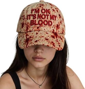 Generic Casquette de baseball dHalloween | My Blood Scary Hat | Accessoire de costume dhorreur unisexe | pour les th&egrave;mes de vampire, fant&ocirc;me et gothique, mat&eacute;