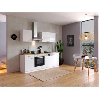 Respekta Küche Küchenzeile Küchenblock Einbauküche Weiß Malia 220 cm Respekta