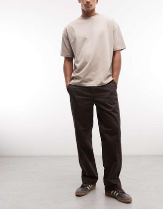 Element Locker geschnittene Work-Chinohose in Braun-Schwarz