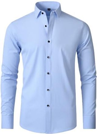 Generic Chemise habill&eacute;e extensible &agrave; manches longues pour homme, chemise formelle, smoking, chemise unie, professionnelle, d&eacute;contract&eacute;e, chemise boutonn&eacute;e no