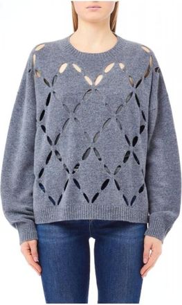 Liu Jo Femme, Pulls, Gris, Taille: 40 FR Pull en Laine avec D&eacute;tails D&eacute;coup&eacute;s
