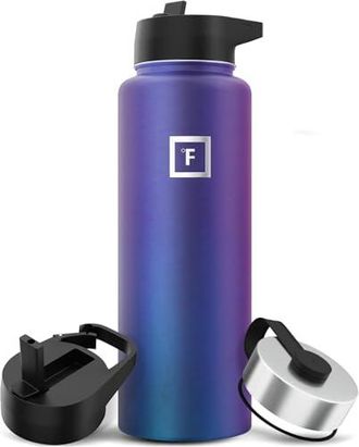 Iron Flask Gourde Isotherme avec Paille - 650/950/1200/1800 ml - Inox &Eacute;tanche Bouteille deau Isotherme &agrave; Double Paroi Sans BPA - Sport Gym Voyage Enfant