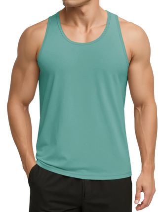 KEFITEVD Herren Unterhemden Ärmelloses Shirt Funktionsunterhemd Atmungsaktiv Graugrün Sport Tops für Sommer Freizeitkleidung XXL