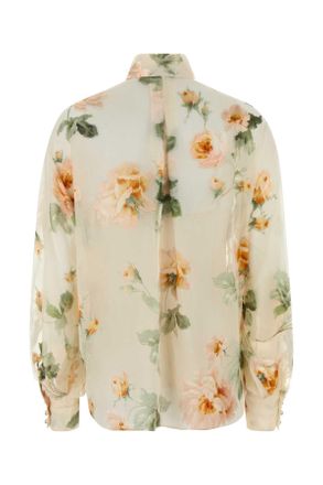Zimmermann Womens Embroidered Viscose Blend Carousel Shirt Creamrose Camicie