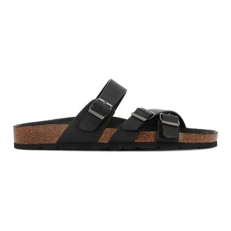 Kazar Echtleder-Pantolette mit gekreuzten Riemen - - Shoes - Herren - Schwarzk - 45 EU