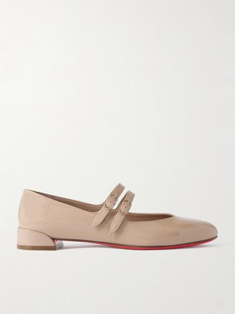Christian Louboutin Ballerines En Cuir Verni Sweet Jane - Neutres