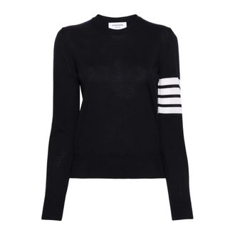 Thom Browne Rundhals-Pullover mit vier Streifen - - Knitwear - Damen - Blau - XS