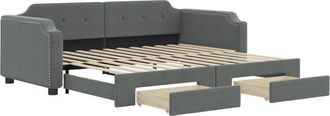 vidaXL Tagesbett Ausziehbar mit Schubladen Dunkelgrau 90x200 cm Stoff Vidaxl