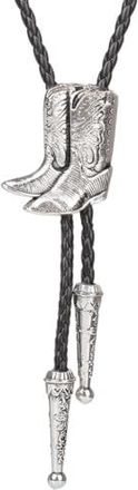 Generic Cravate bolo pour homme soir&eacute;e cowboy cravate avec bottes en relief pendentif gentleman r&eacute;union formelle costume, Argent tha&iuml;land, taille unique