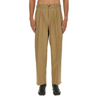Maison Margiela Homme, Pantalons, Beige, Taille: S Pantalon Droit en Laine
