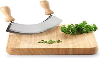 Continenta Wiegemesserbrett aus Gummibaumholz, Schneidbrett mit Mulde, Gr&ouml;&szlig;e: 22,5 x 22,5 x 2,8 cm