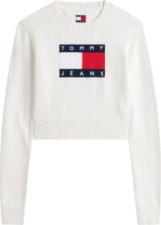 Tommy Jeans Femme, Pulls, Blanc, Taille: 42 FR TJW Sparkle Flag Sweater