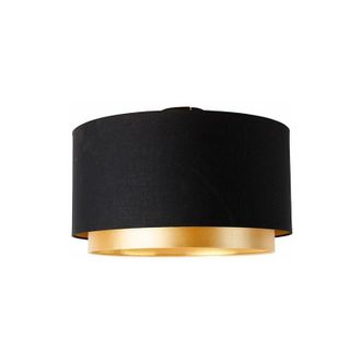 QAZQA shade-duo - Plafonnier avec Abat-Jour - 1 lumi&egrave;re - &Oslash; 47 cm - Noir et Or - Moderne - &eacute;clairage int&eacute;rieur - Salon I Chambre I Cuisine I Salle &agrave;