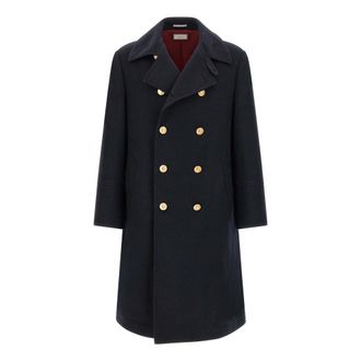 Brunello Cucinelli Zweireihiger Mantel mit Wappenkn&ouml;pfen - - Coats - Herren - Blau - L