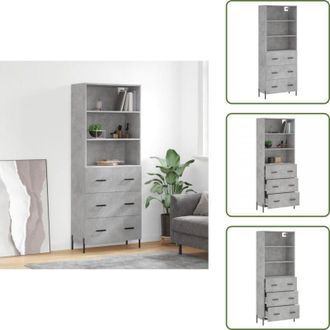 vidaXL Highboard Betongrau 69,5x34x180 cm Holzwerkstoff - Sideboard - Hochschrank - Wohnzimmerm&ouml;bel - Beton Grau - Regal