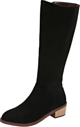 Generic Bottes montantes pour femme - Larges mollets - &Eacute;l&eacute;gantes - Couleur unie - Fermeture &eacute;clair lat&eacute;rale - Talon &eacute;pais - Confortables - Pour lautomne et lh