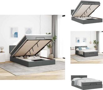 vidaXL Ottoman-Bett mit Matratze Dunkelgrau 140x200 cm Stoff - Osmanischer Bettrahmen - Osmanische Bettrahmen - Osmanisches Bett - Osmanische Betten