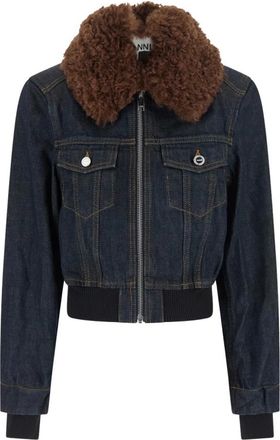 Ganni Denim Cropped Bomberjacke - - Jackets - Damen - Blau - M