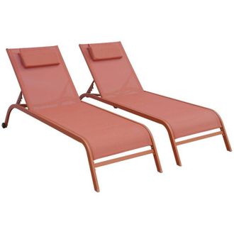 Sweeek 2er-Set Liegest&uuml;hle aus Stahl mit mehreren Positionen, Kissen und Rollen