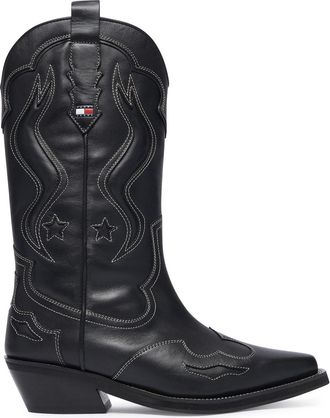Tommy Jeans Cowboystiefel Tommy Jeans Archive Cowboy Boot Leather EN0EN03046 Schwarz