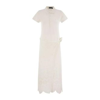 Polo Ralph Lauren Femme, Robes, Blanc, Taille: 44 FR Robe Maxi en Coton Brod&eacute; Anglaise