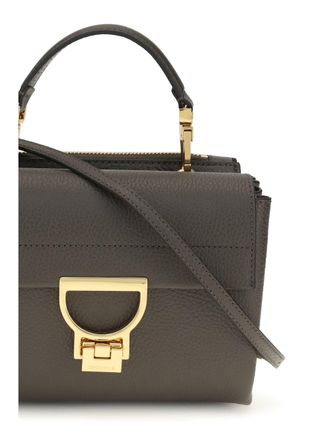 Coccinelle Womens Handbag Arlettis Taupe Calfskin Calf Leather Handbags Hand Bags