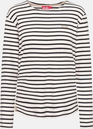 Derbe Derbe Langarmshirt Interstriped Damen Wei&szlig; Schwarz Streif