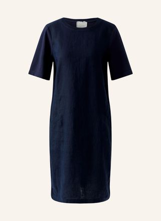 Oui Kleid Im Materialmix Mit Leinen blau