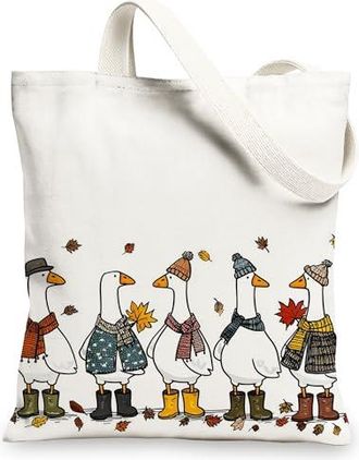 Generic Sacs fourre-tout en toile doie, sacs à provisions réutilisables, motif animal mignon, sacs à provisions fantaisie, légers et lavables en toile, blanc,