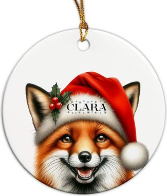 Generic Fuchs Mit Hut Anh&auml;nger Christbaumschmuck Doppelseitig Gedruckt Weihnachten Anh&auml;nger Lustige Weihnachtsbaumschmuck F&uuml;r Familienfeier Urlaub Schlafzimme