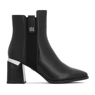 Kazar Schwarze Leder-Stiletto-Stiefel mit metallischen Details - - Shoes - Damen - Schwarzk - 37 EU