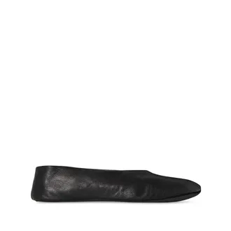 The Row Womens Leather Ballerina Flats Black Lambskin Shoes