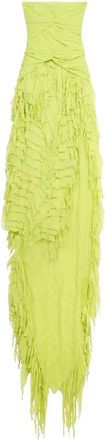 Blumarine Femme, Robes, Vert, Taille: 36 FR Ruched Bodice Strapless Asymmetric Hem Gown
