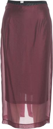 8pm 8Pm, Femme, Jupes, Brun, Taille: 38 FR Jupe Midi Rouge Élégante Bordure en Dentelle