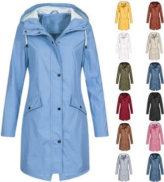 Generic Poncho de pluie imperm&eacute;able long pour femme, manteau de pluie l&eacute;ger avec capuche et poches, manteau coupe-vent &agrave; couverture compl&egrave;te pour la marche, v