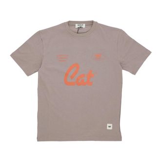 CAT Cat, Homme, Tops, Gris, Taille: XL Tee-shirt Gris Chateau avec Logo Brodé
