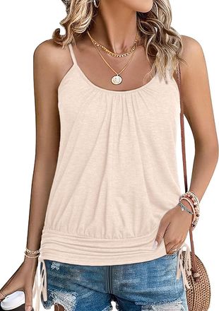 Zeagoo Damen Tanktops Spaghetti Top Sommer Locker Oberteile Spaghettitr&auml;ger Basic Tanktops Basic Shirt &Auml;rmellos Weste Strand Bluse Shirt Braun M
