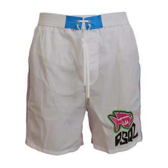 Dsquared2 Fischmuster Badehose Stilvolle Strandbekleidung - - Swimwear - Herren - Wei&szlig; - M